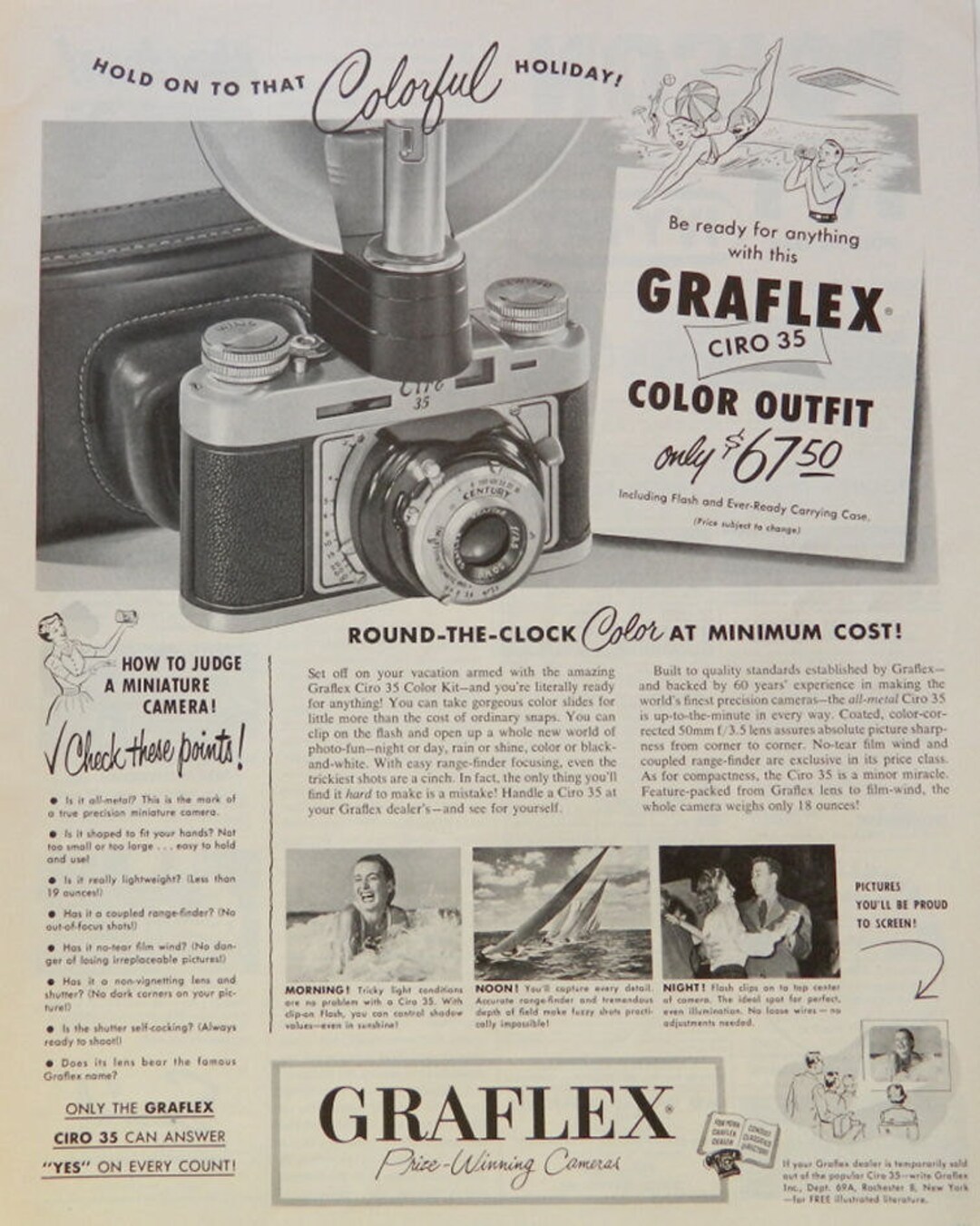 1953 Graflex Camera Ad - Ciro 35 Model Vintage Photography Equipment ...