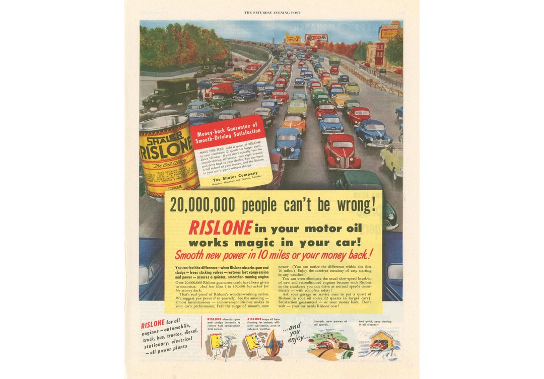 1951 Rislone Oil Additive Ad Petroliana Collectible Lubricant - Etsy