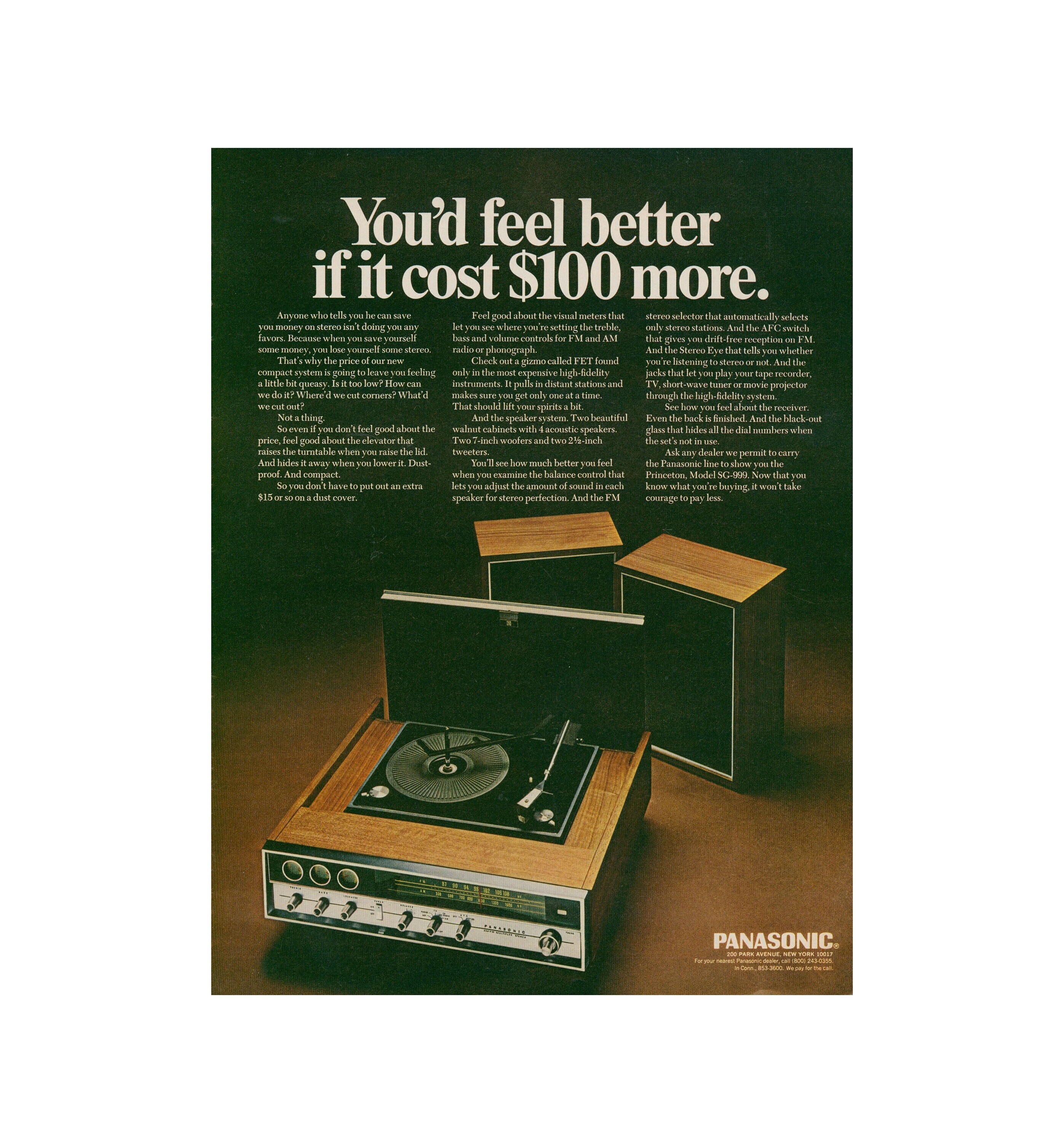 1969 Panasonic Stereo Ad Turntable Radio Phonograph Vintage Print ...