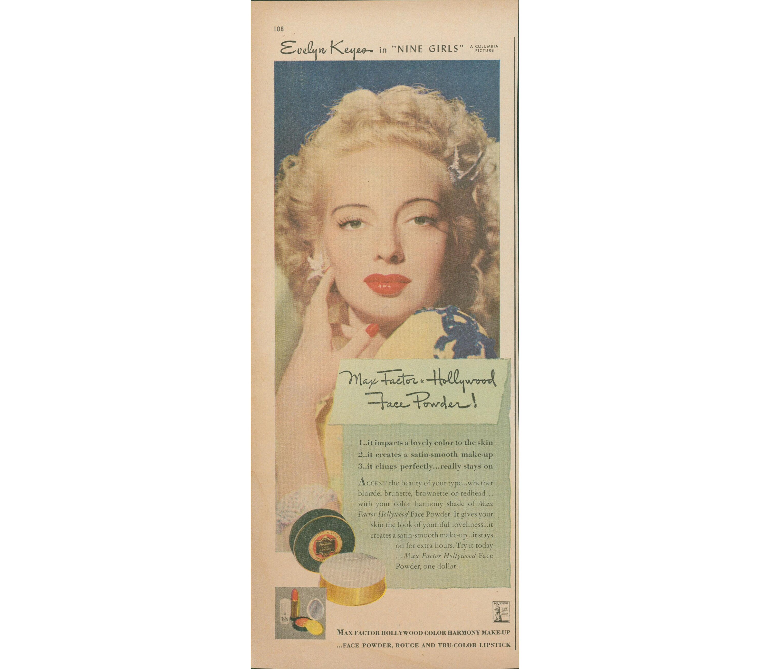 1947 Face Powder Ad Virginia Mayo Sells Max Factor of - Etsy