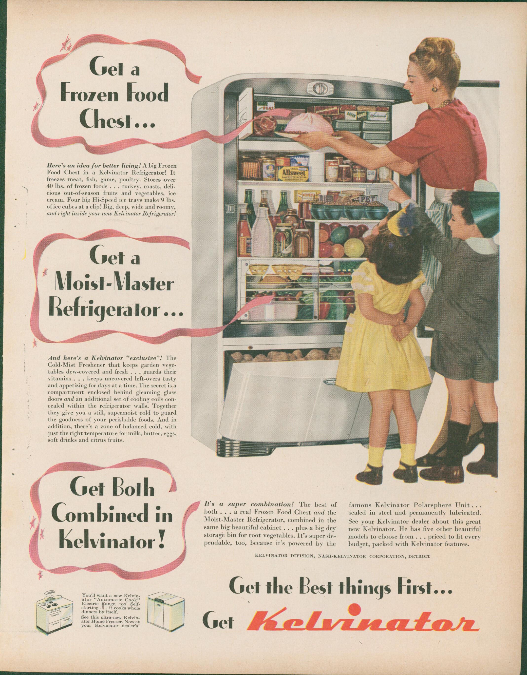 1947 Fridge Ad Kelvinator Refrigerator Advertising Vintage Kitchen ...