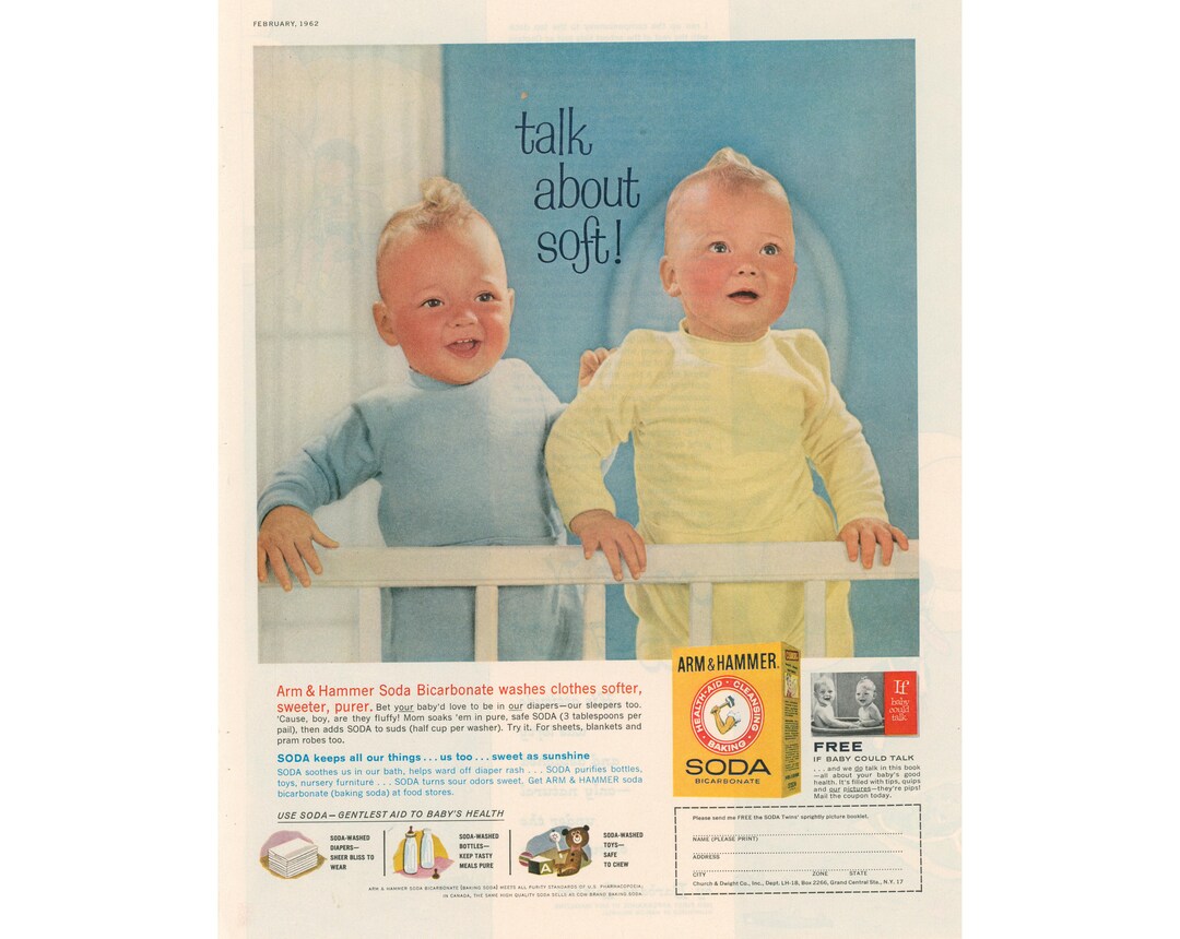 1962 Arm and Hammer Baking Soda Ad Vintage Ad, Use to Wash Softer for ...