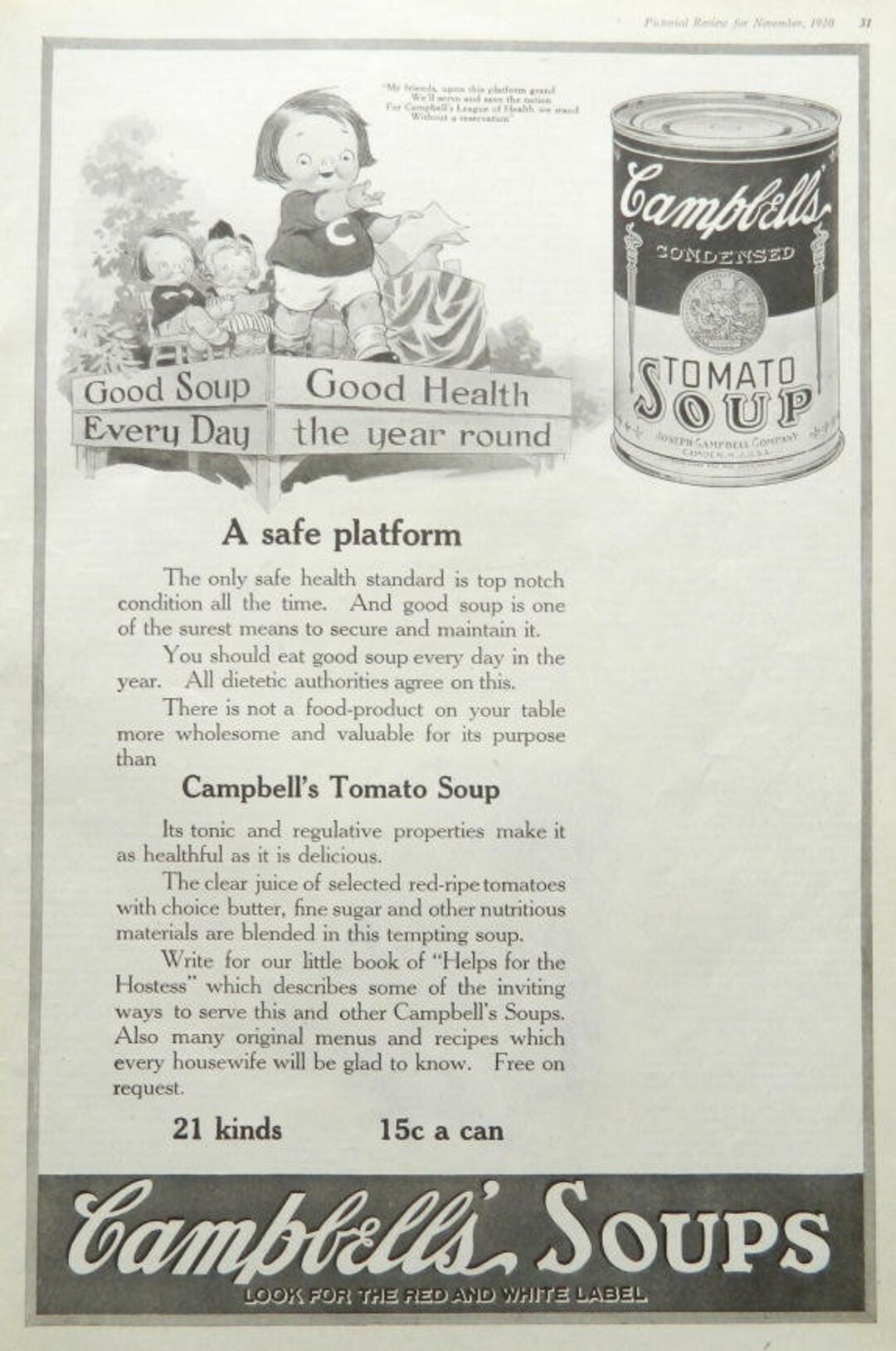 1920 Campbell's Soup Ad Campbell Kids, Antique Food Advertising ...