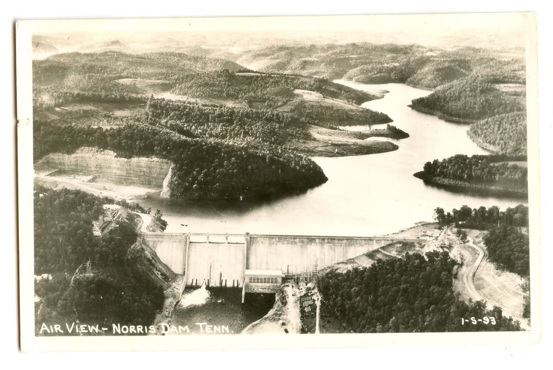 RPPC Norris Dam Tennessee Air View Vintage Aerial Birdseye View Tenn ...