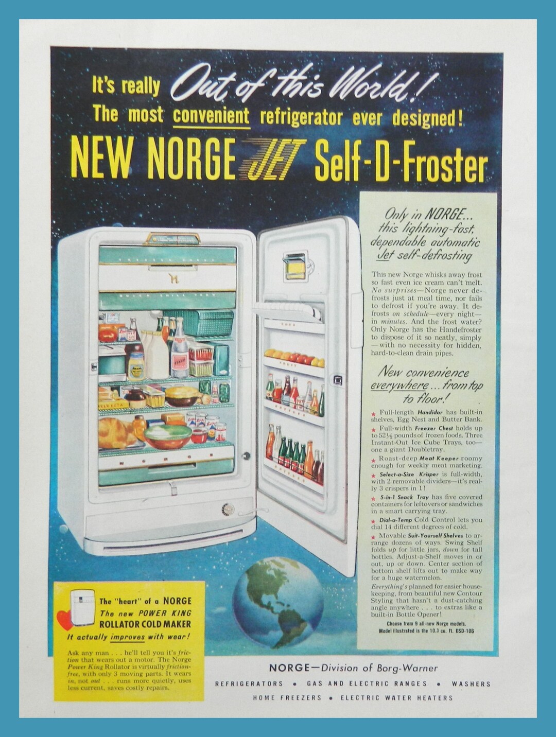 1951 Norge Fridge Ad - Norge Jet Refrigerator, Vintage Kitchen ...
