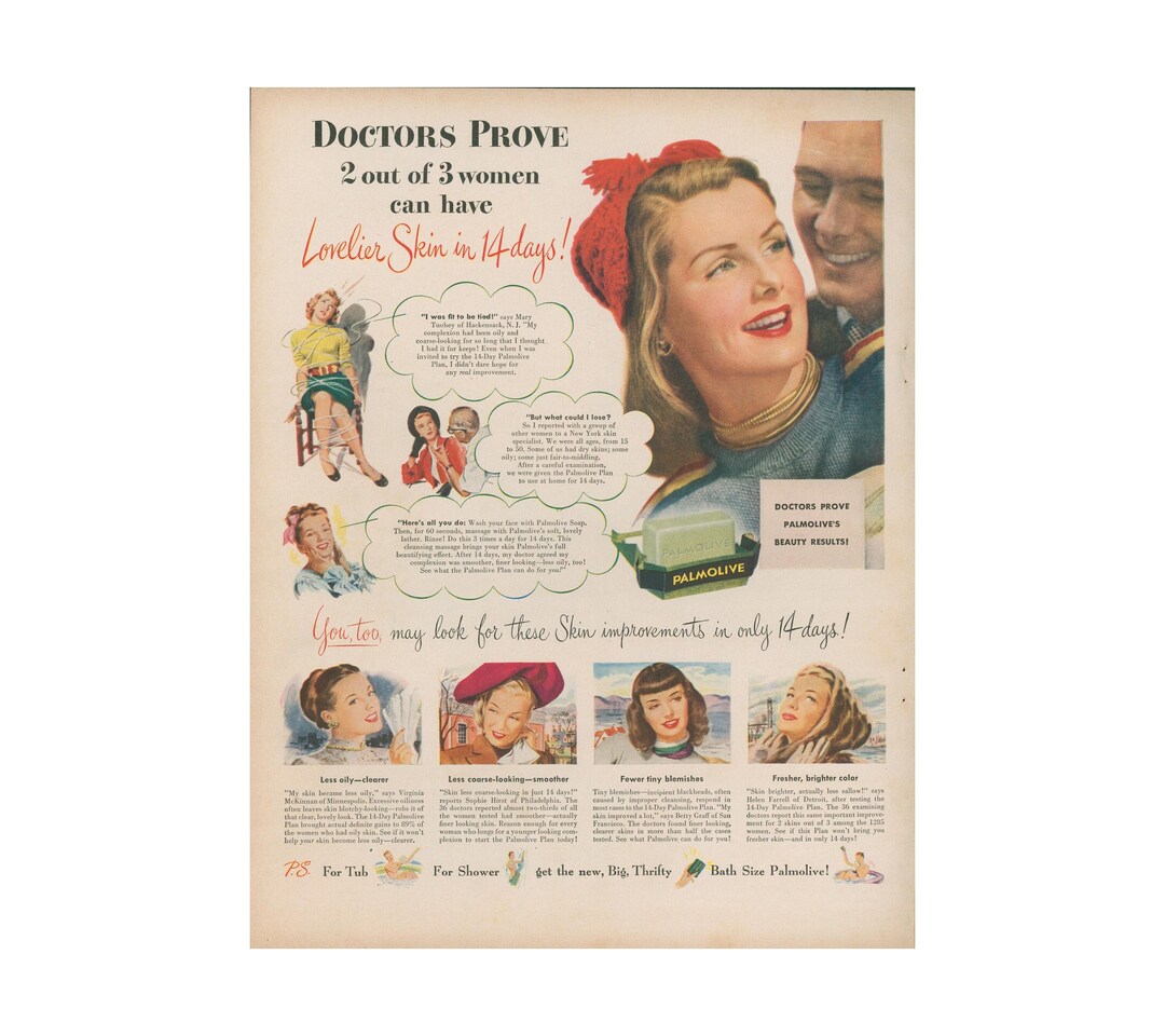Bath Soap Ad 1947 Palmolive Vintage Beauty Advertising Print ...
