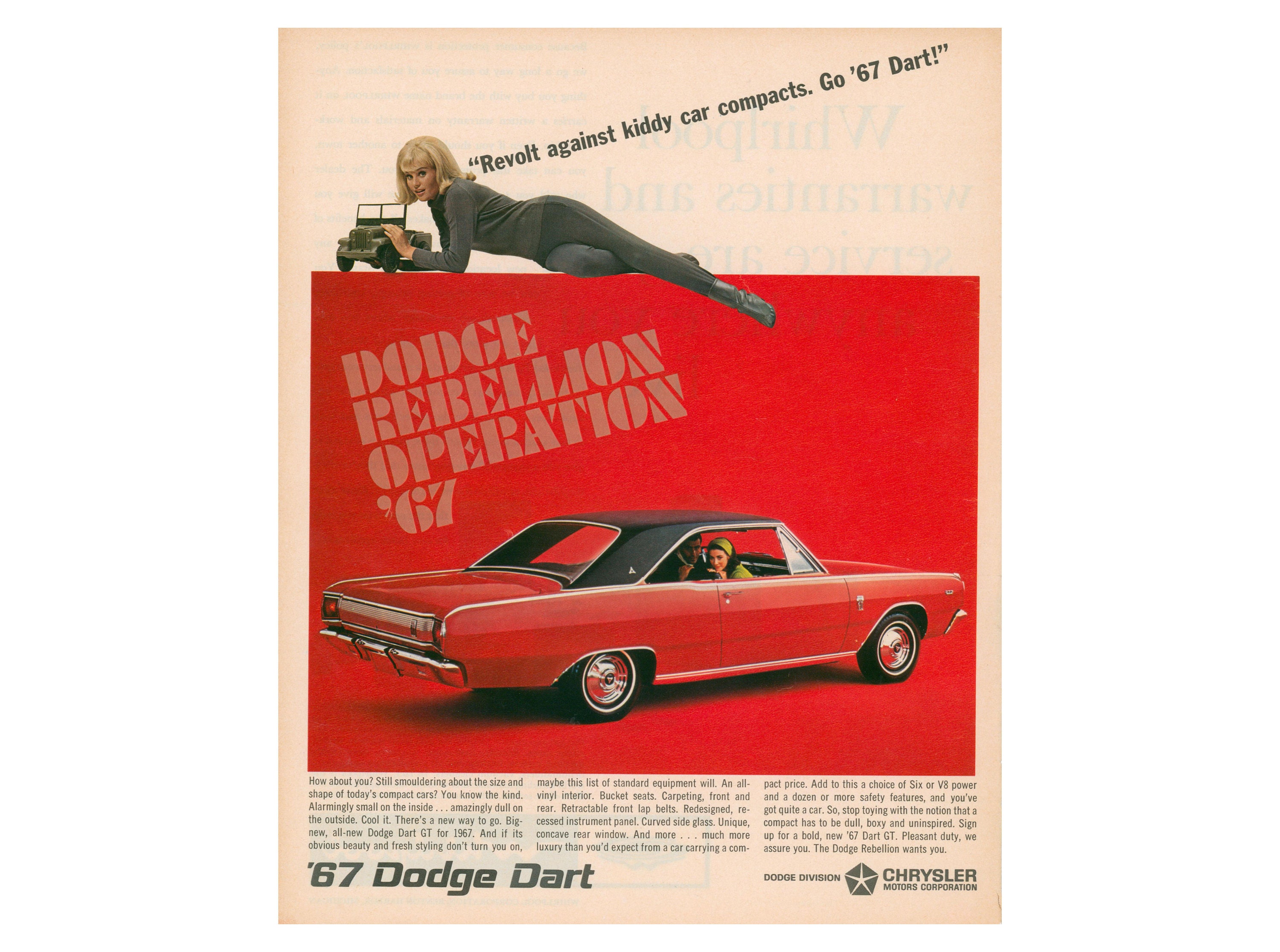 1967 Dodge Dart Ad Red Car Vintage Print Ad - Etsy