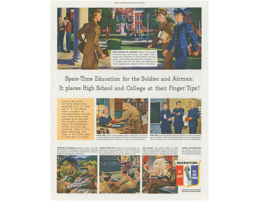 1950 US Army Air Force Recruiting Ad Unframed Vintage Magazine Print Ad ...