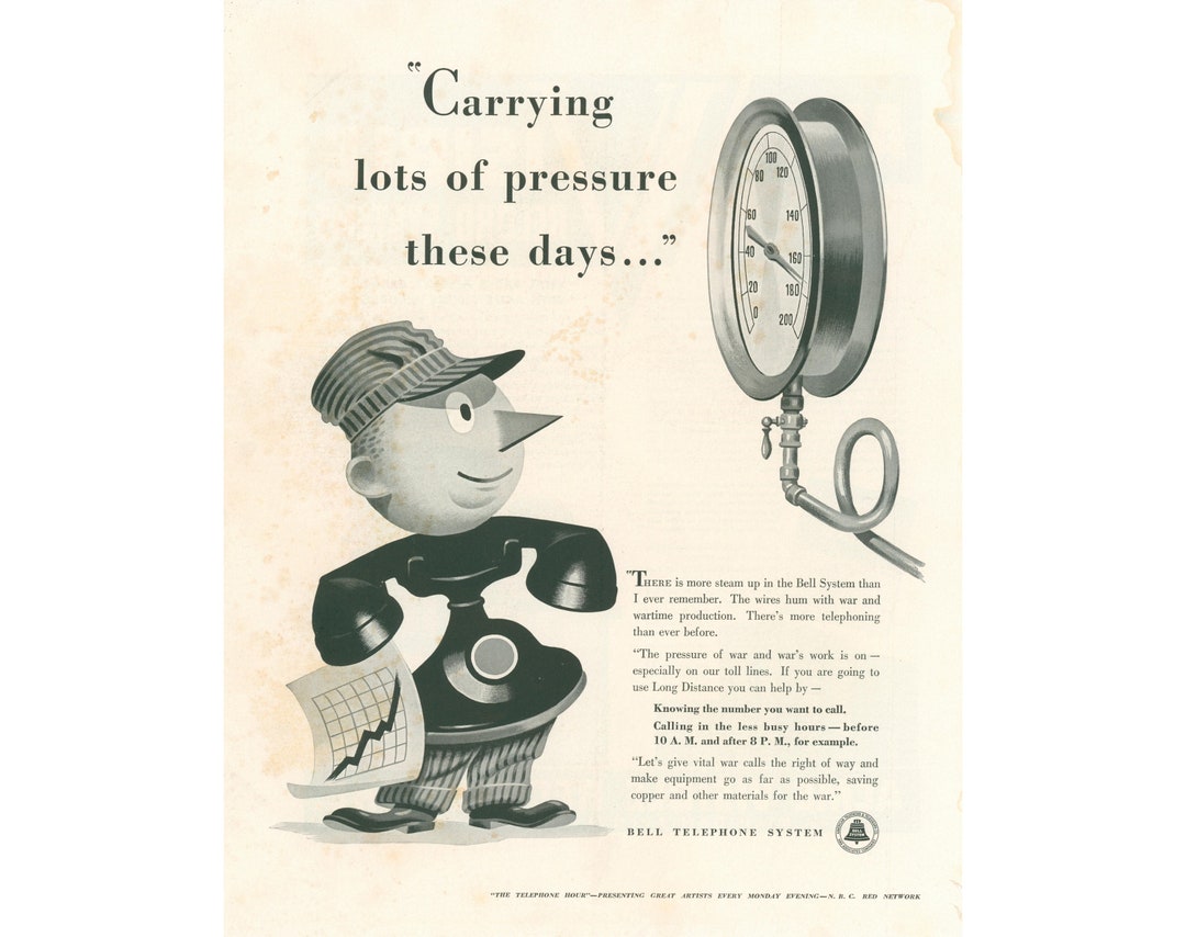 1942 Bell Telephone Ad Bell System Pressures of War WW2 Wartime Effort ...