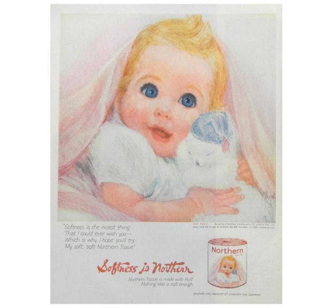 1962 Northern Tissue Ad - Pink Baby Wall Art - Vintage Magazine ...