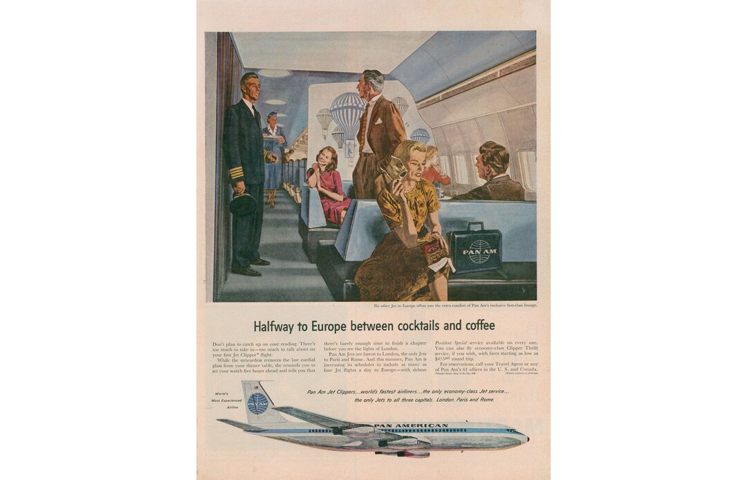 1959 Pan American Airways Vintage Print Ad - Jet Clipper to London ...