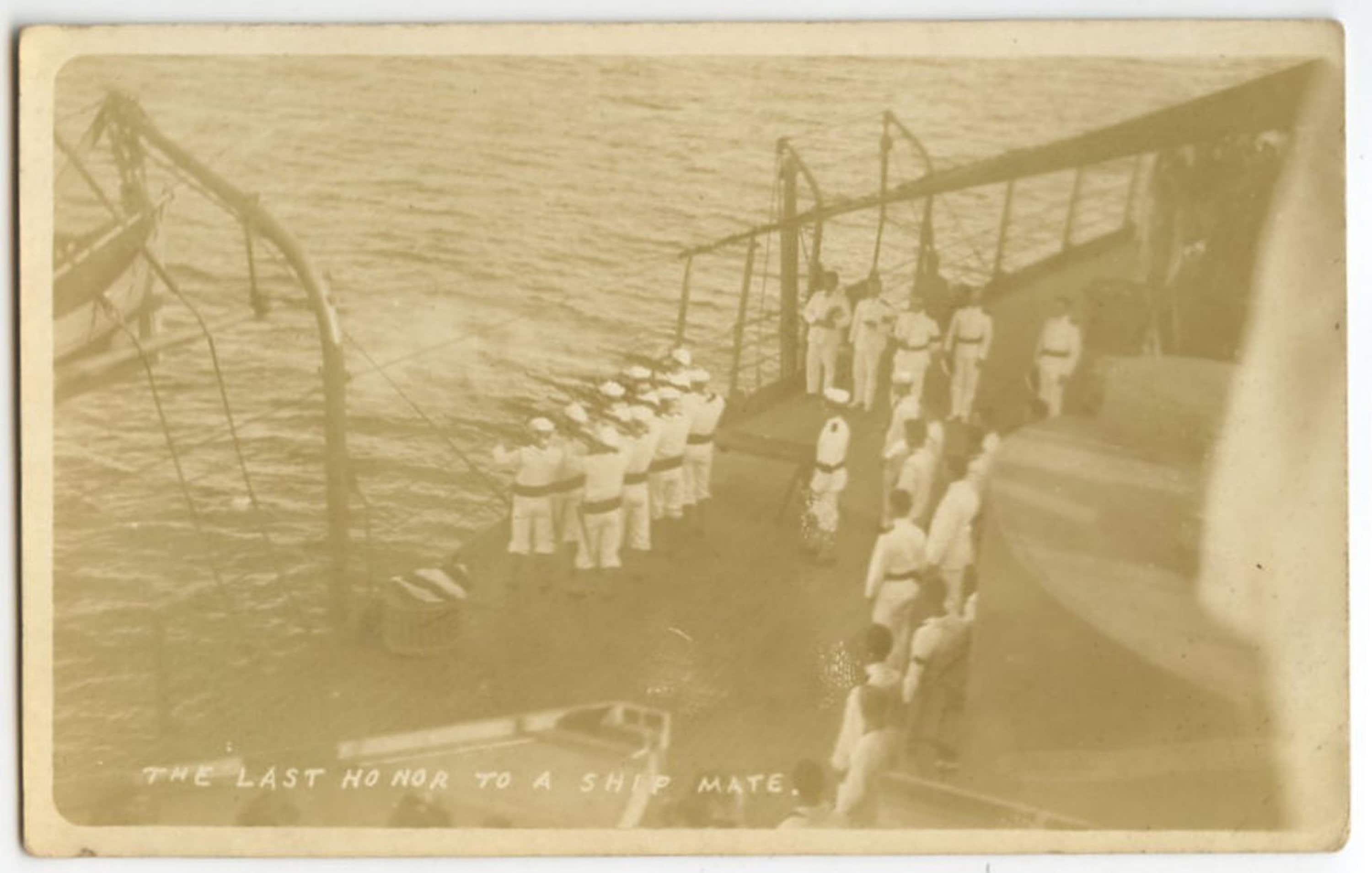 RPPC Navy Burial at Sea the Last Honor to A Ship Mate USN Funeral ...
