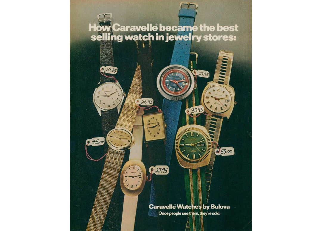 1972 Caravelle Bulova Watch Ad - Seven Styles Shown - Vintage Print Ad ...