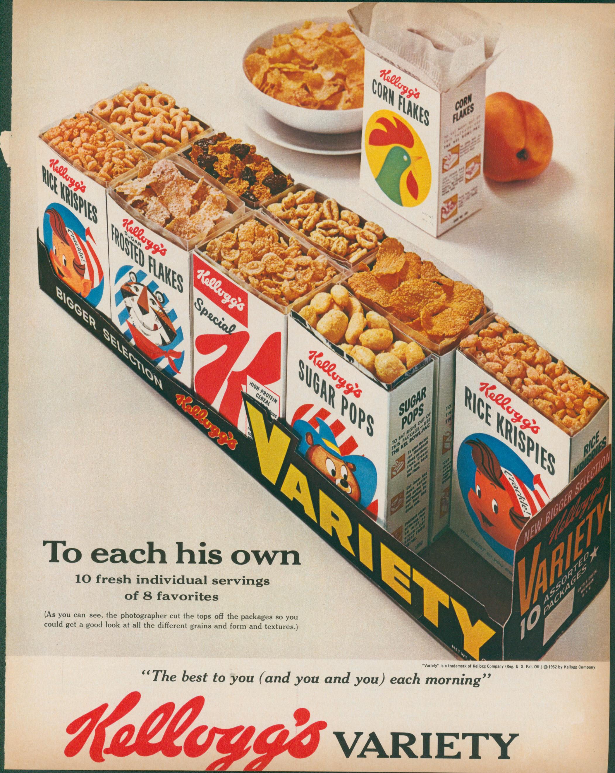 1962 Kellogg's Cereal Ad Vintage Breakfast Kitchen Decor Food Wall Art ...