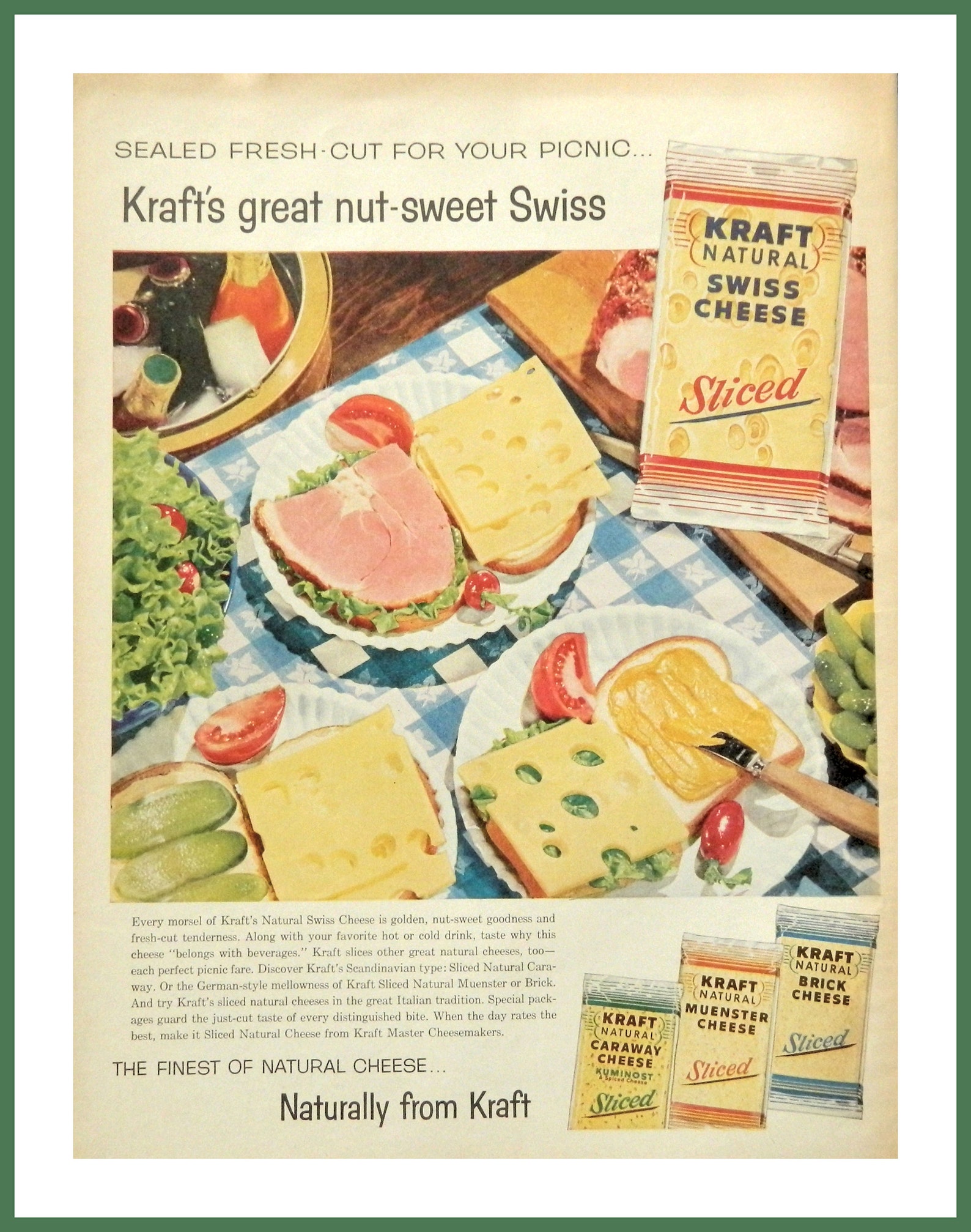 1958 Kraft Cheese Ad Vintage Food Ad Kitchen Wall Decor - Etsy UK