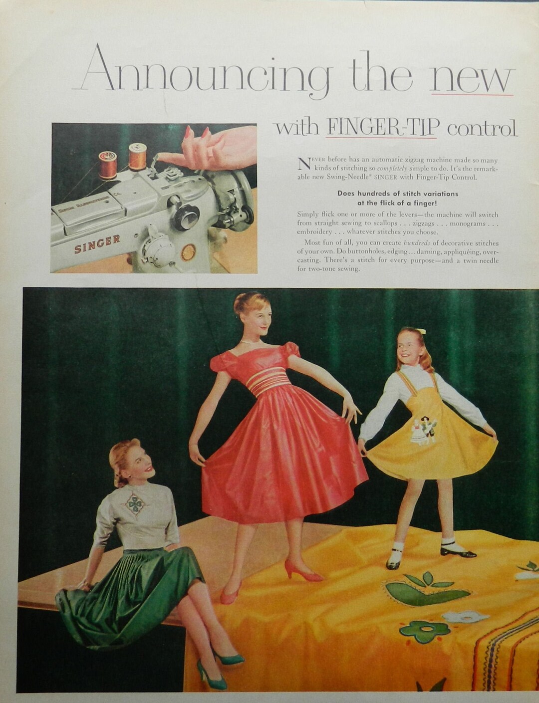 1956 Singer Ad Swing Skirt Girls Ladies Fashion Sewing Room - Etsy