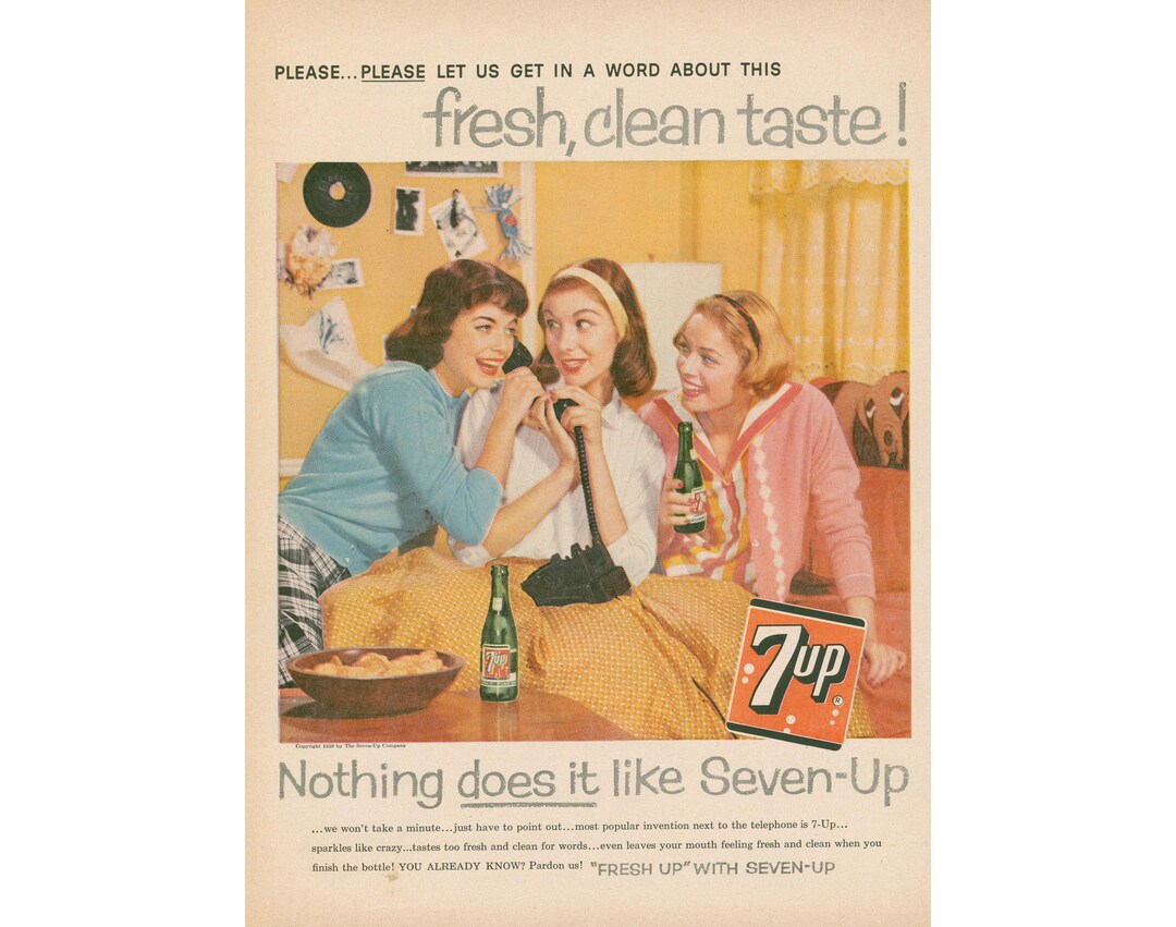 1959 7up Ad - Vintage 7 up Soda Pop Print Magazine Ad - Three Teen ...