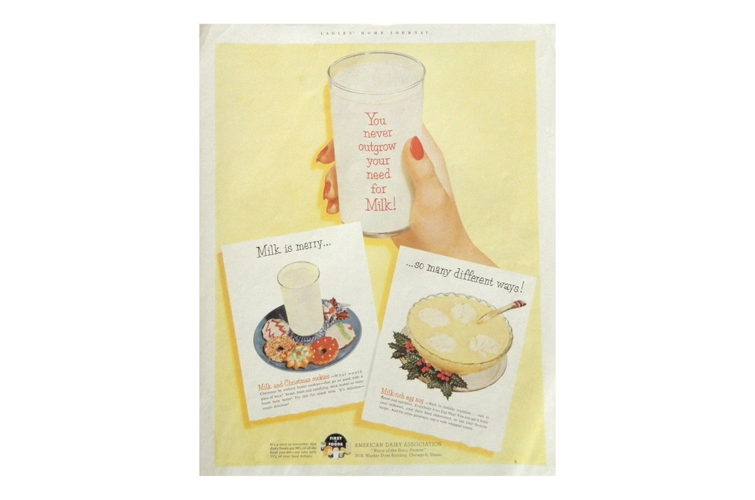1952 Milk Print Ad From American Dairy Association Glass Egg Nog ...