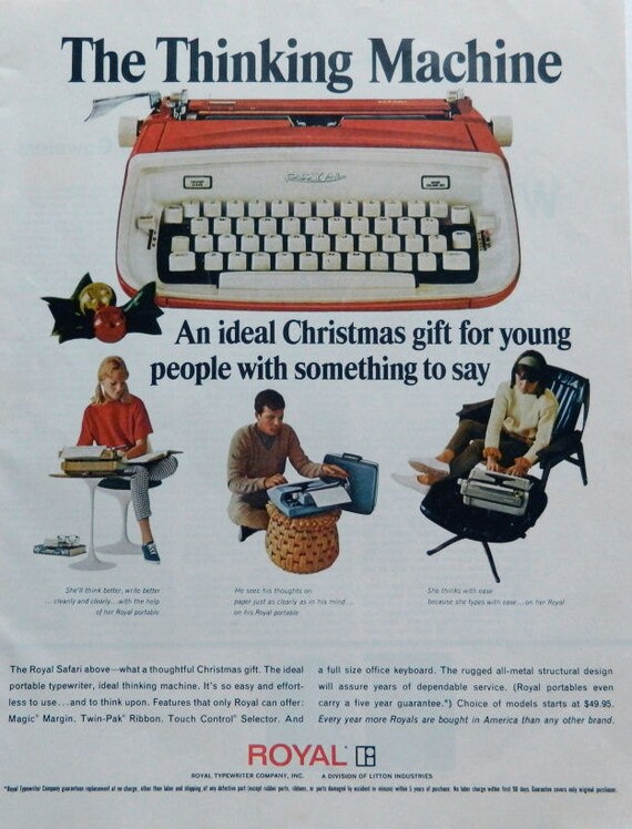1966 Royal Typewriter Ad Magazine Wall Art or Collectible - Etsy