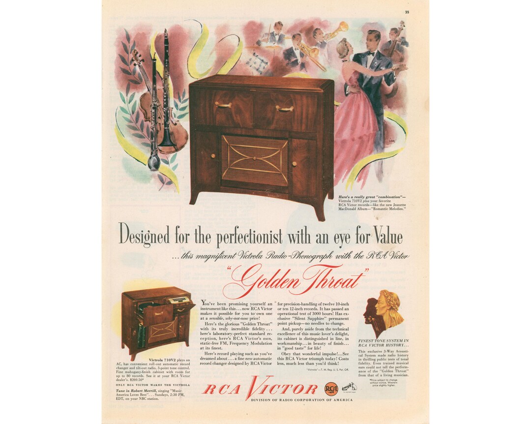 1948 RCA Victor Ad - Golden Throat Victrola Radio Phonograph Vintage ...