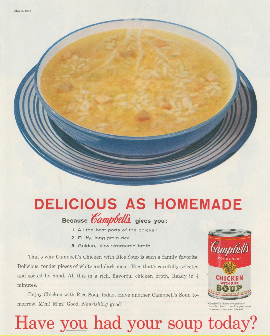 1958 Campbell's Soup Ad - Delicious as Homemade Chicken With Rice ...