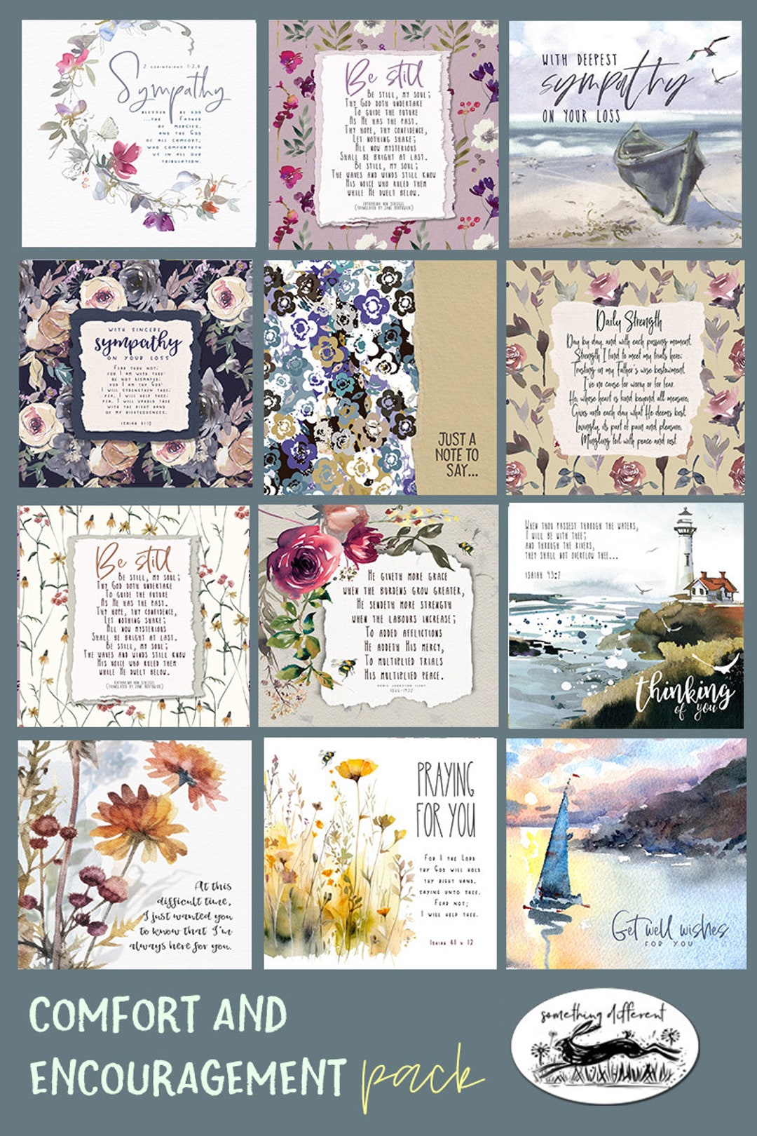 12 Pack Sympathy, Get Well and Comfort Christian Greetings Cards Pack ...