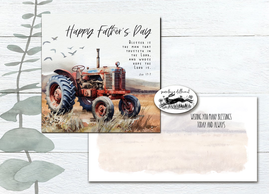 1 Fathers Day Card Tractor Painting - Christian Scripture Verse - Kjv ...