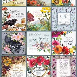 12 Multi Pack Bible Verse Art Cards Pack Birthday Anniversary ...