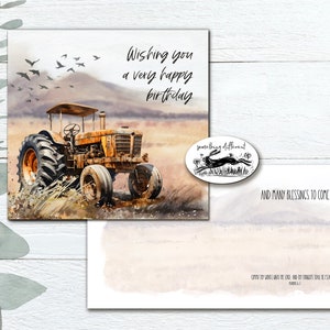 1 Birthday Card for Man Tractor Farmer Painting - Art Bible Scripture ...