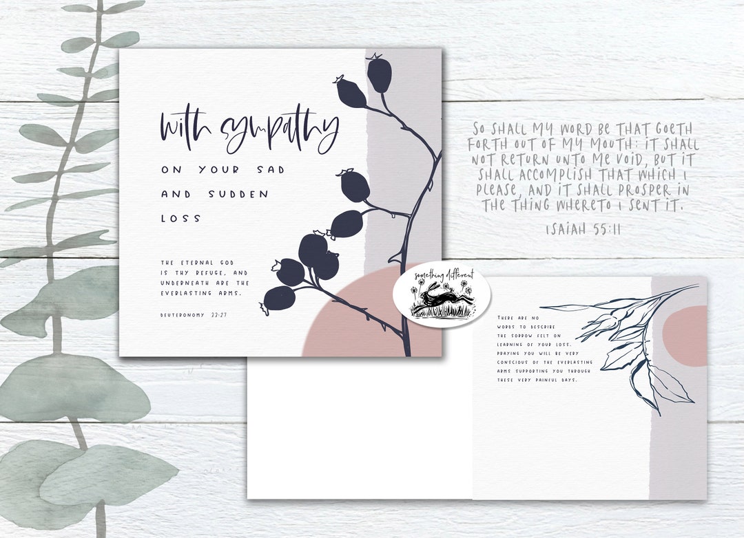 Christian Bible SYMPATHY Card and Envelope Sudden Bereavement Kjv Verse ...