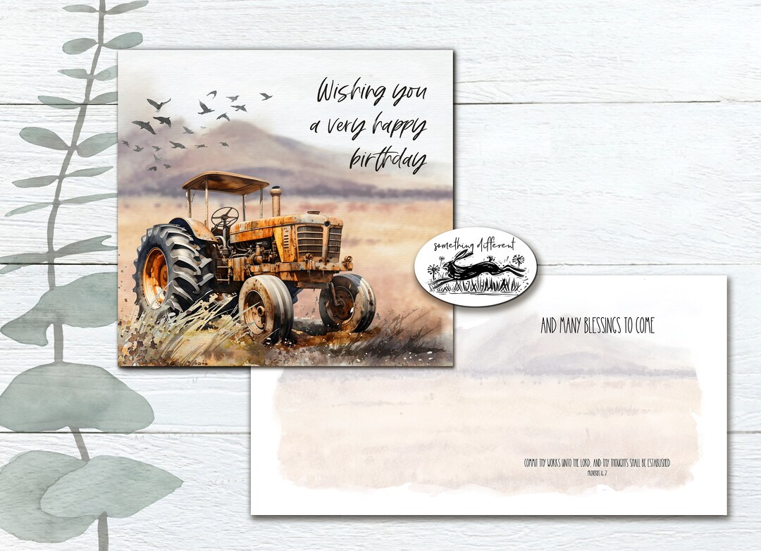 Pack of 10 Christian Male Birthday Cards Tractor Painting for Man Boy ...