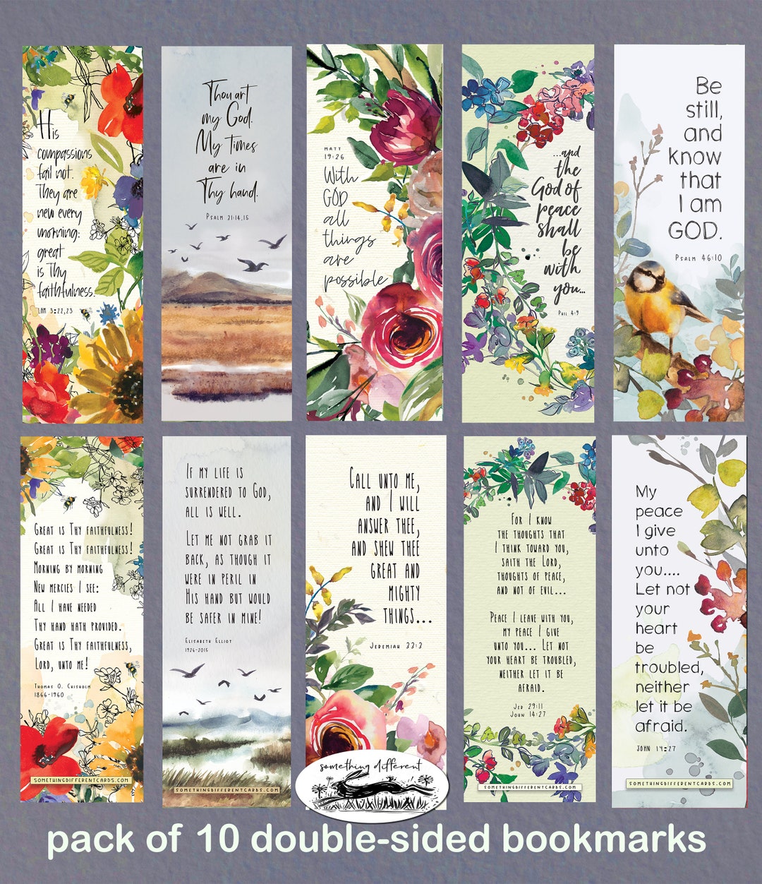 10 Mixed Christian Bookmarks Bible Verses Kjv Watercolour - Etsy