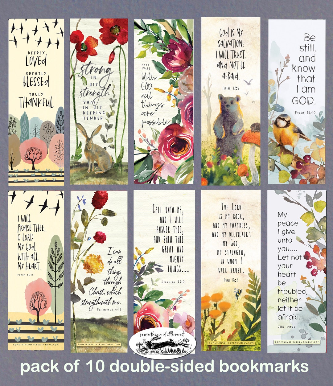 Christian Gift or Wedding Favours 10 Mixed Art Bookmarks Bible Verses ...