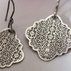 Sterling Silver Arabesque Earrings - Oriental Earrings - Chased - Greek ...