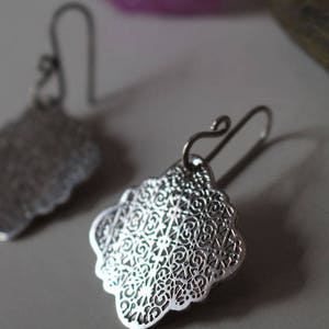 Sterling Silver Arabesque Earrings - Oriental Earrings - Chased - Greek ...