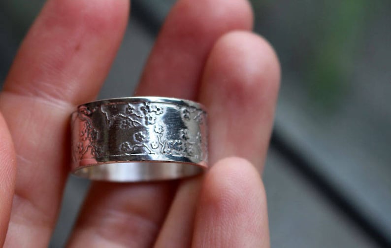 Sterling Silver Cherry Blossom Ring - Japanese Wedding Ring - Japanese ...