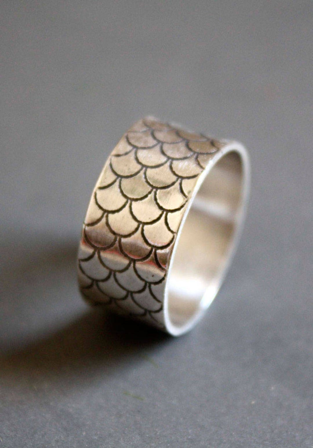 Sterling Silver Fish Scale Ring Mermaid Ring Etched Ring Sea Nautical ...