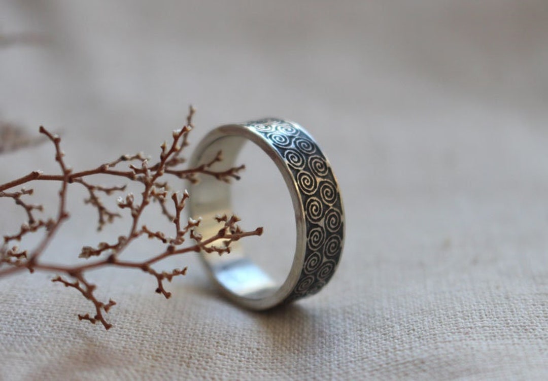 Celtic Silver Band- TRISKEL- Triskel Spiral Pattern Ring- Celtic ...
