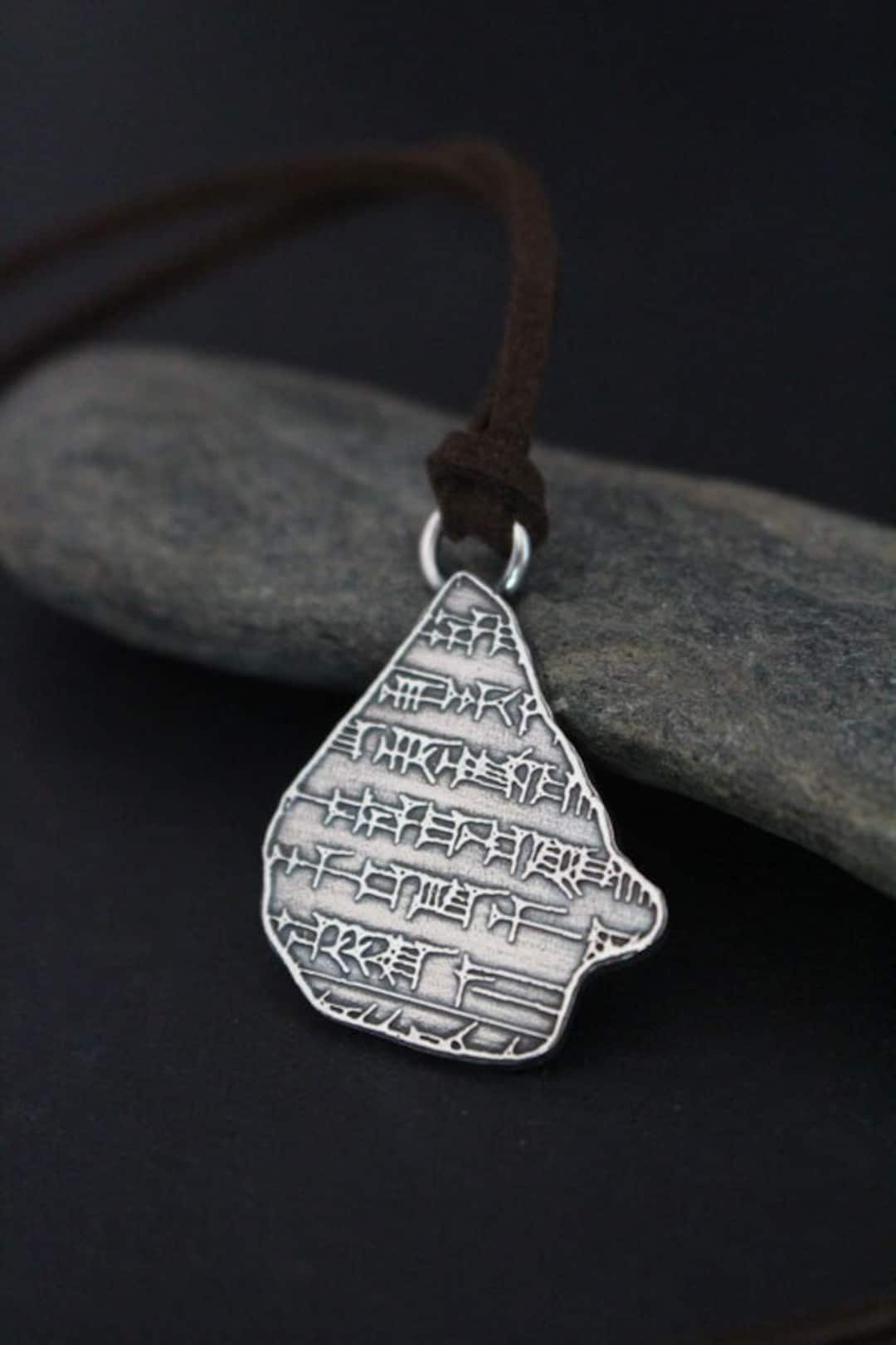 Silver Cuneiform Tablet Necklace, Mesopotamian Gilgamesh Jewelry ...