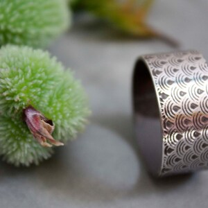 Sterling silver Japanese wave ring Japanese fan etched | Etsy