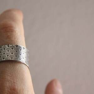 Sterling Silver Japanese Wave Ring - Japanese Fan - Etched Ring ...
