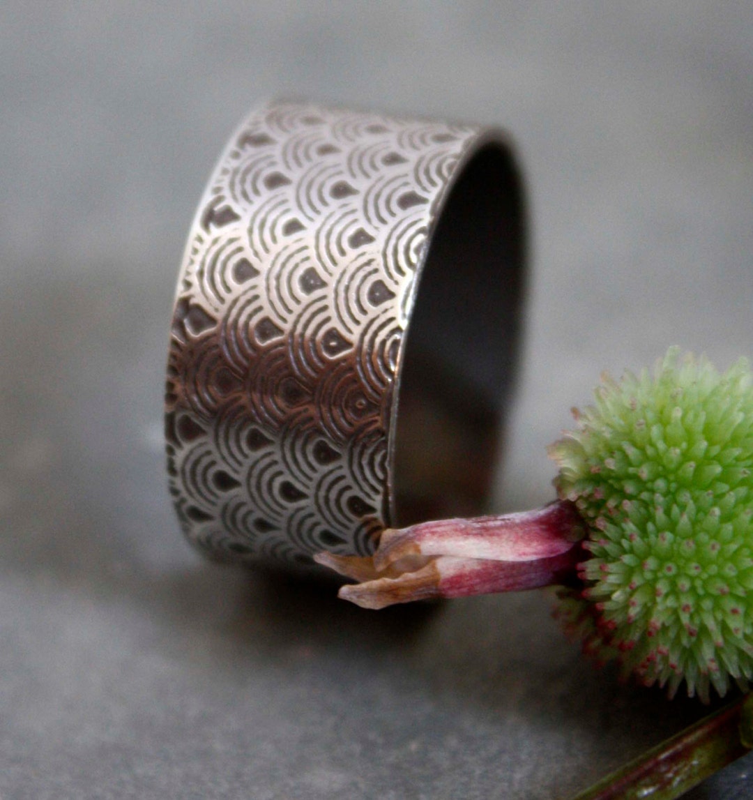Sterling Silver Japanese Wave Ring - Japanese Fan - Etched Ring ...