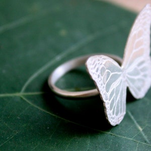 Sterling Silver Monarch Butterfly Ring - Insect Jewelry - Etched Ring ...
