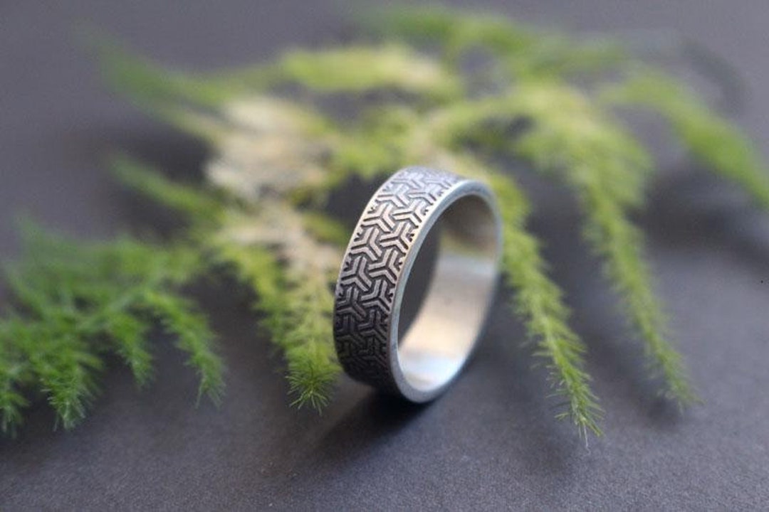 Bishamon Ring- BISHAMON KIKKOU- Japanese Geometric Pattern Silver Ring ...