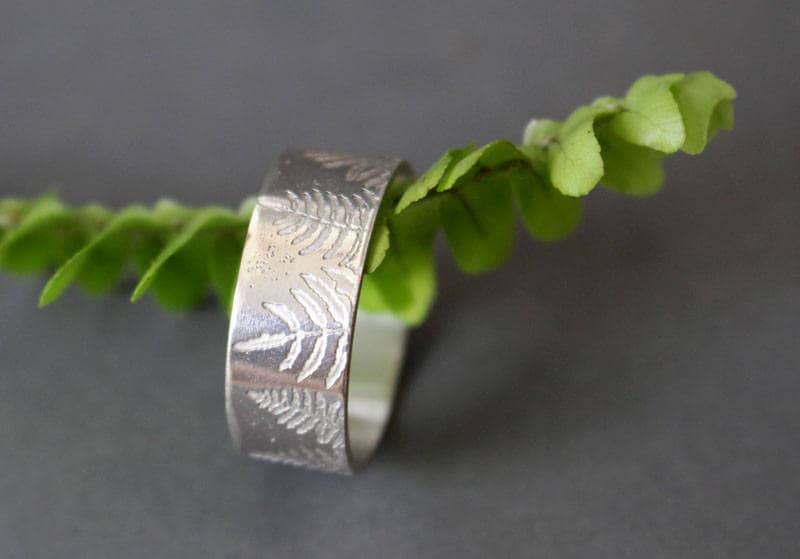 Sterling silver fern ring mens large ring botanical leaf | Etsy