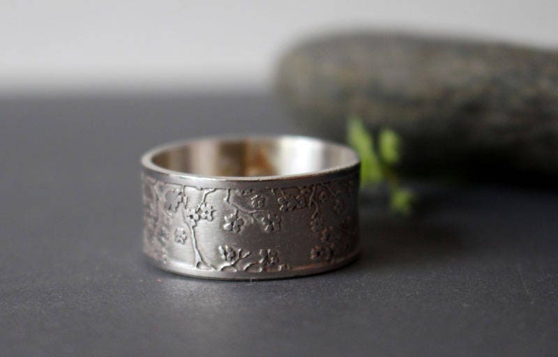 Sterling Silver Cherry Blossom Ring - Japanese Wedding Ring - Japanese ...