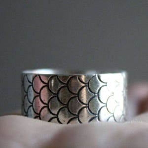 Sterling Silver Fish Scale Ring Mermaid Ring Etched Ring Sea Nautical ...