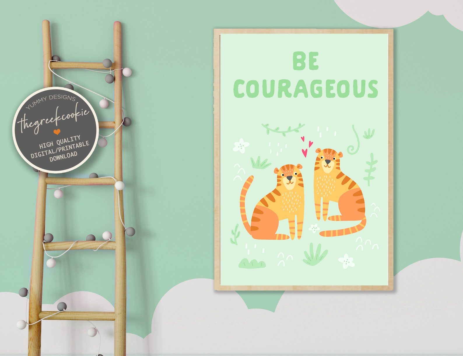 Be Courageous Tigers Nursery Kids DIY Printable Wall Art - Etsy