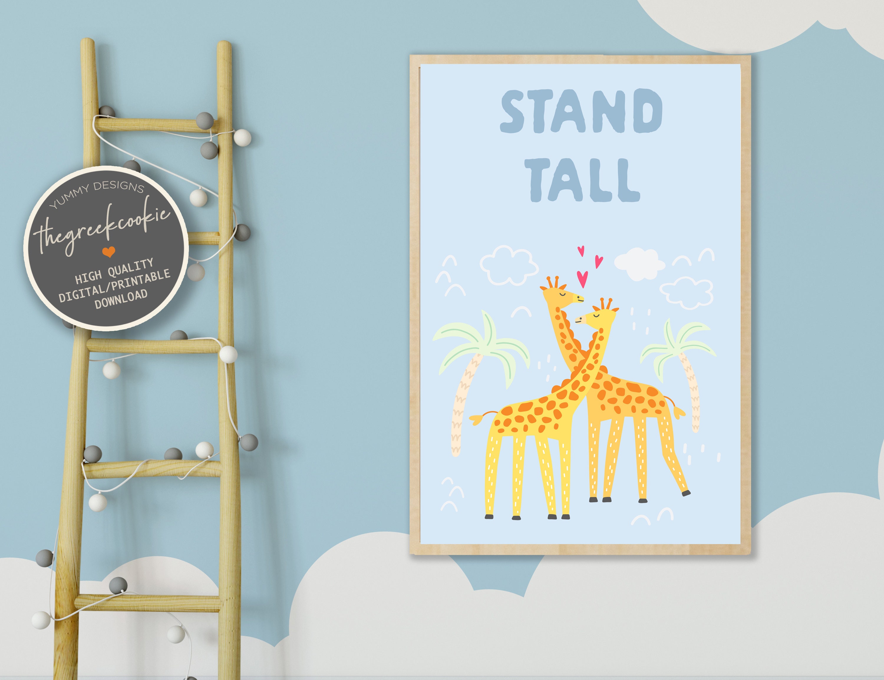 Stand Tall Giraffe Nursery Kids DIY Printable Wall Art - Etsy