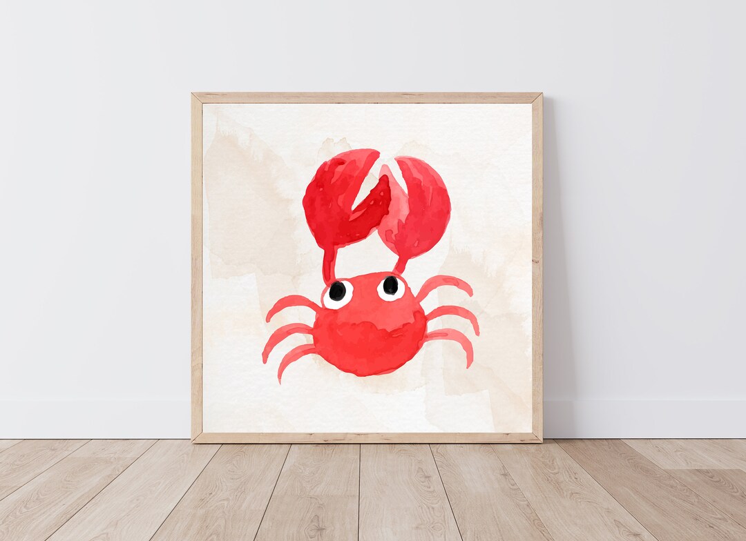 Red Crab Watercolor Digital Wall Print Download - Etsy